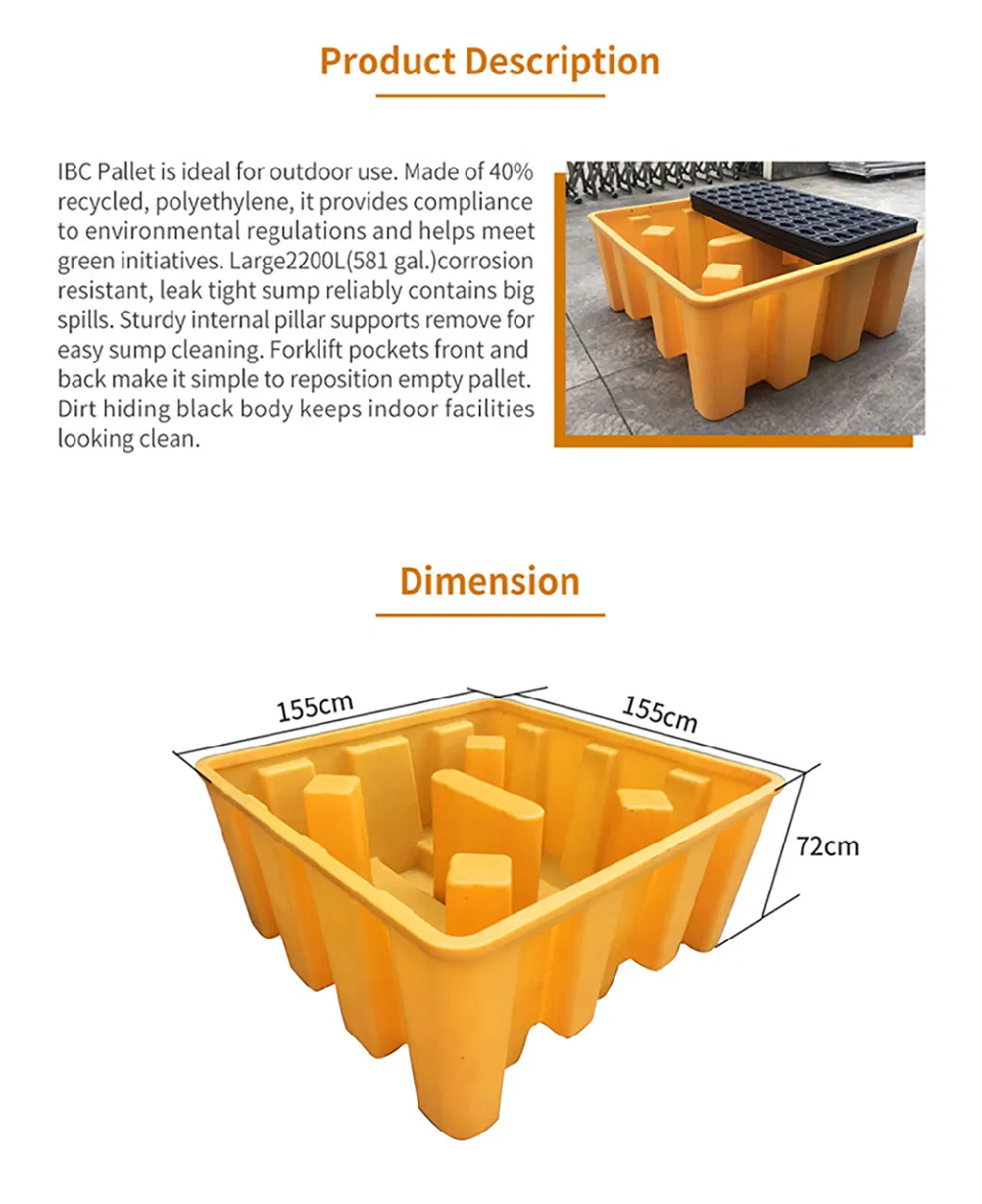 IBC Spill Containment Pallet Stackable IBC Secondary Containment System